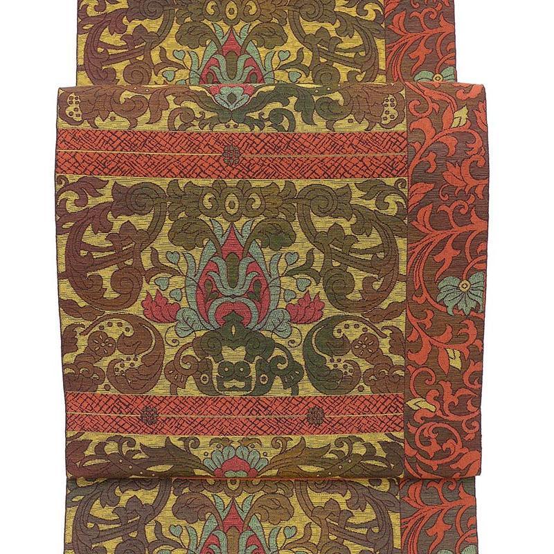 ※記念感謝祭【仕立無料】本場博多筑前八寸なごや帯☆王朝シルクロード更紗古代草花文様老舗澄川織物（10011017） : 京都かもがわヤフー店 ...