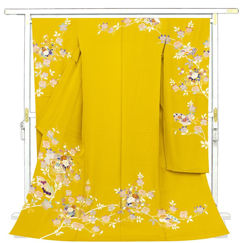 ※記念感謝祭【仕立無料】京友禅手描染、本金、刺繍入り☆優美吉祥四季花車文特撰本加工特撰振袖（10011907） : 京都かもがわヤフー店 ...