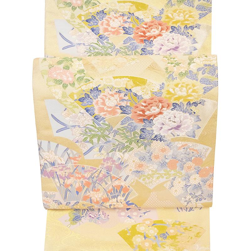 ※記念感謝祭【仕立無料】西陣伝統工芸優彩錦織礼装用袋帯☆王朝扇寿四季花創作文☆名門とみや織物謹製10012032 : 京都かもがわヤフー店 ...