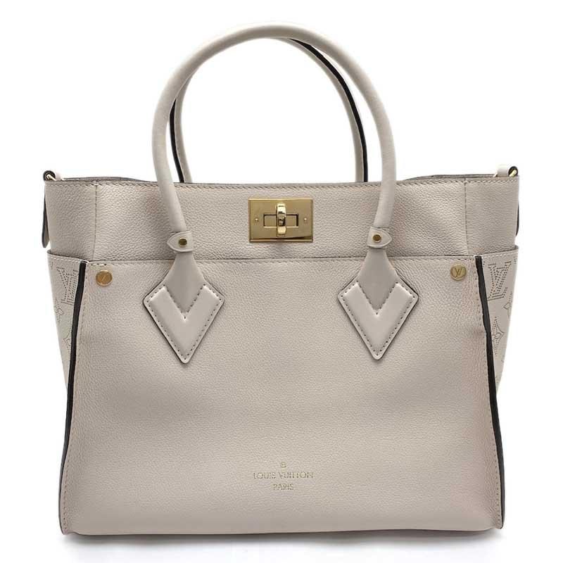 LOUIS VUITTON ルイ・ヴィトン オンマイサイドMM マヒナ カーフ グレージュ M55802 ハンドバッグ 2WAYバッグ 【中古 ...