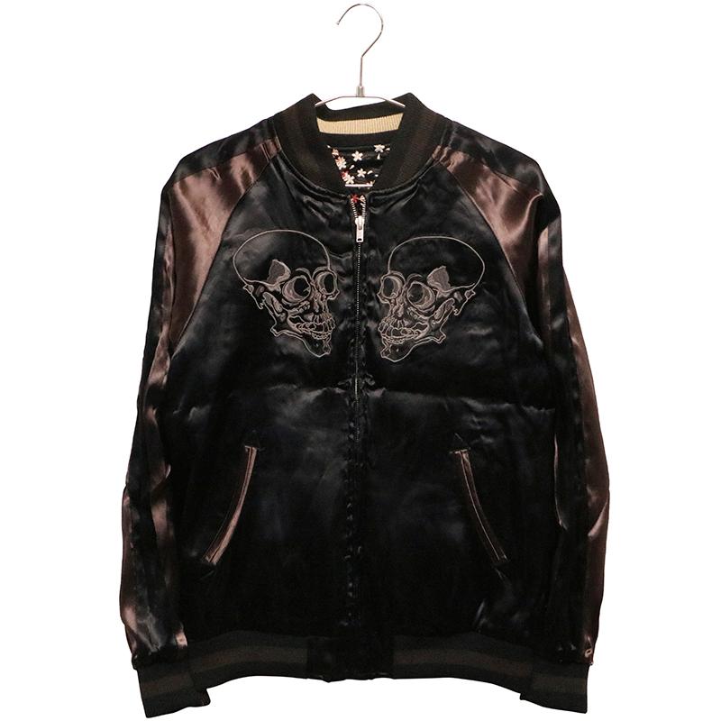 スカジャン 古都古都 ことこと ガシャ髑髏 リバ−シブル スカジャン KTJK-006 和柄 スカジャン 浮世絵 歌川広重 がしゃどくろ ドクロ スカル 刺繍 レーヨン : ktjk-006 ...