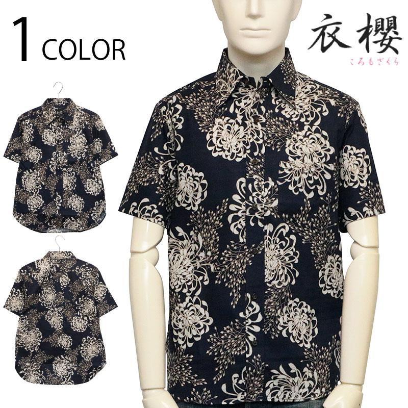 衣櫻 ころもざくら 菊 和柄 半袖 レギュラーカラー シャツ サザン