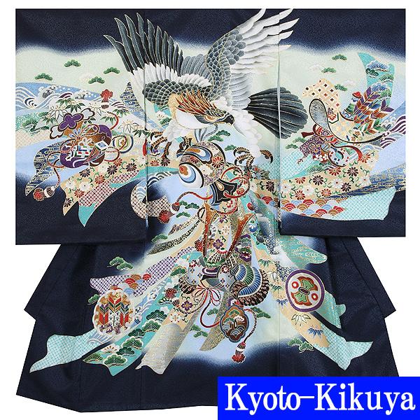 お宮参り レンタル着物 産着 男の子初着 B269 紺地 鷹 束ね熨斗 : b269 : 京都きくやネットYahoo!店 - 通販 - Yahoo!ショッピング