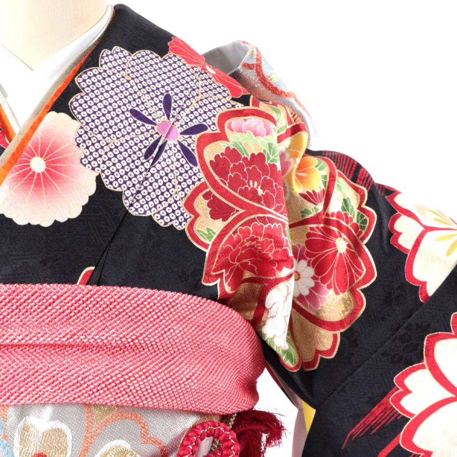 振袖レンタル 一般 結婚式 披露宴 結納 前撮り 一式 着物 高級 正絹 呉服屋 黒 矢羽根 オレンジ NR-244 : きもの 京香 - 通販 - Yahoo!ショッピング