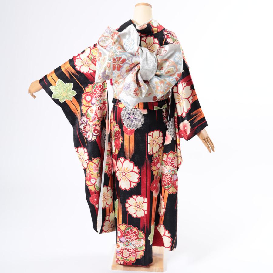 振袖レンタル 一般 結婚式 披露宴 結納 前撮り 一式 着物 高級 正絹 呉服屋 黒 矢羽根 オレンジ NR-244 : きもの 京香 - 通販 - Yahoo!ショッピング