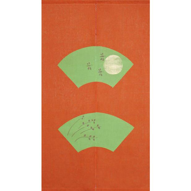 麻のれん 「蜻蛉萩図」 扇面のれん 手描きのれん 両面染め 麻のれん 「蜻蛉萩図」 扇面のれん 手描きのれん 両面染め