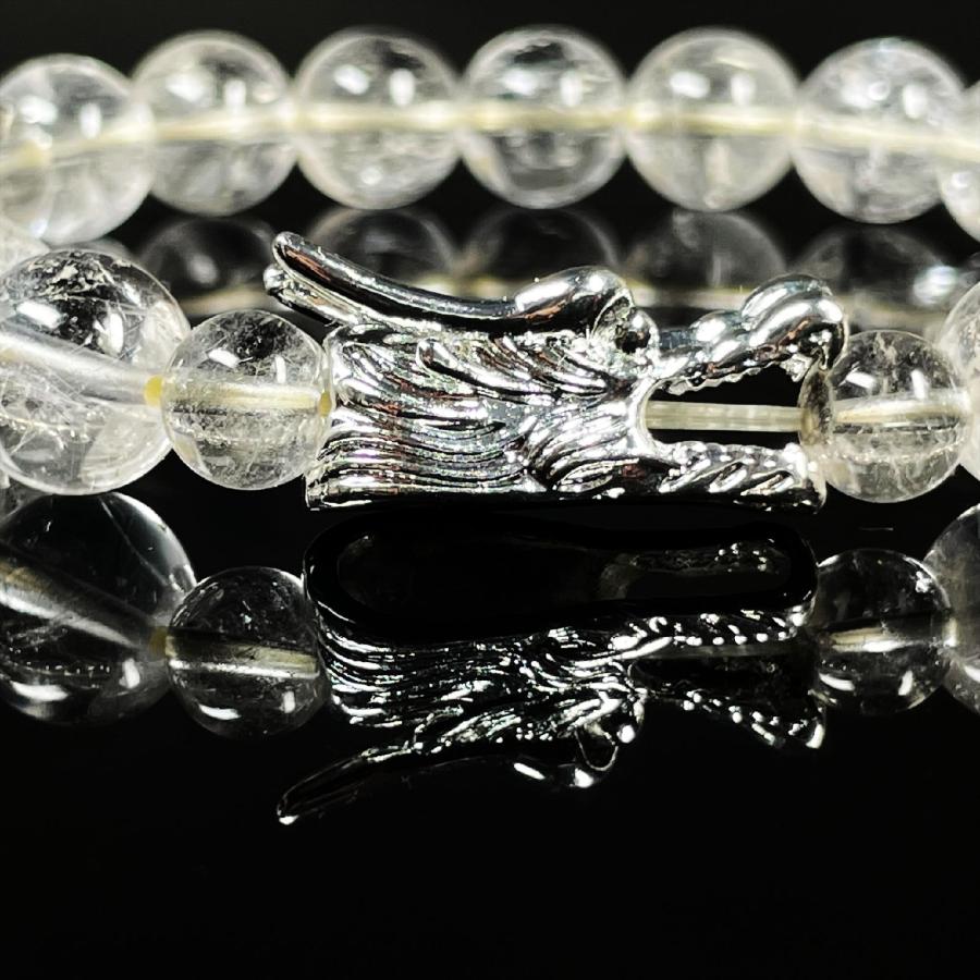 ドラゴンヘッド＆レインボー10ミリ 8ミリ 一点物 シルバールチルブレスレット ryujin3 虹入銀針水晶 動画有 ホワイトデー : 京海堂 ...