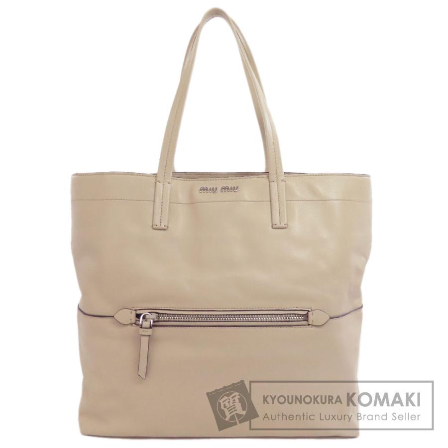 ミュウミュウ MIUMIU  ロゴ  トートバッグ カーフ レディース  中古 miu miu（ミュウミュウ） ロゴ トートバッグ カーフ レディース 中古