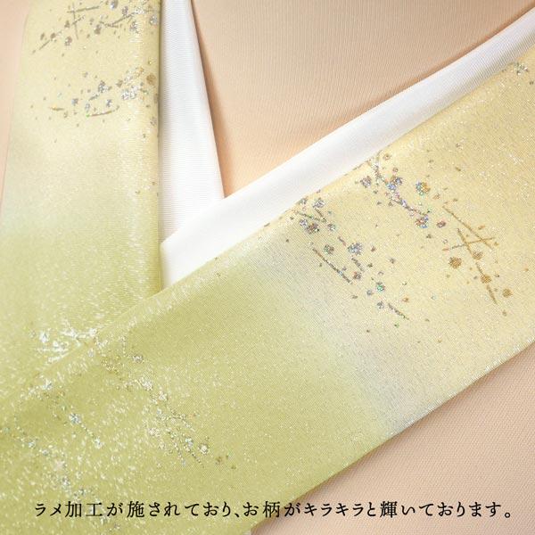 正絹 重ね衿 ラメ加工 キラキラ e-043 訪問着 振袖 無地 小紋 和装 礼装 重衿 伊達衿 黄緑 鶯色 グリーン 日本製 :e-043:京都うさぎ堂 - 通販 - Yahoo!ショッピング