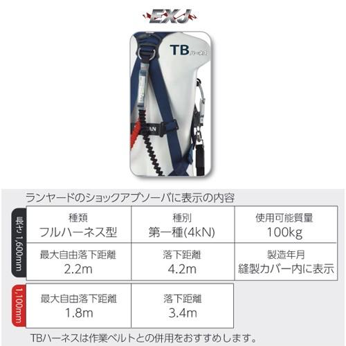 タイタン TBハーネス ランヤード直結SET品 作業ベルトなし M TBN-10B-DERW01-M : KanamonoYaSan KYS ...