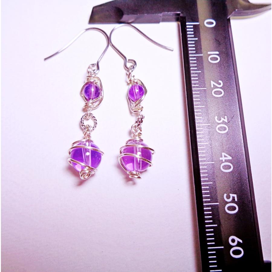 P1347-8S-AME 金属アレルギー対応 金アレ サージカルステンレスピアス ピアス 天然石 アメジスト ワイヤー巻き ロング : Kytice2 - 通販 - Yahoo!ショッピング