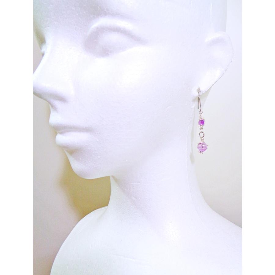 P1347-8S-AME 金属アレルギー対応 金アレ サージカルステンレスピアス ピアス 天然石 アメジスト ワイヤー巻き ロング : Kytice2 - 通販 - Yahoo!ショッピング