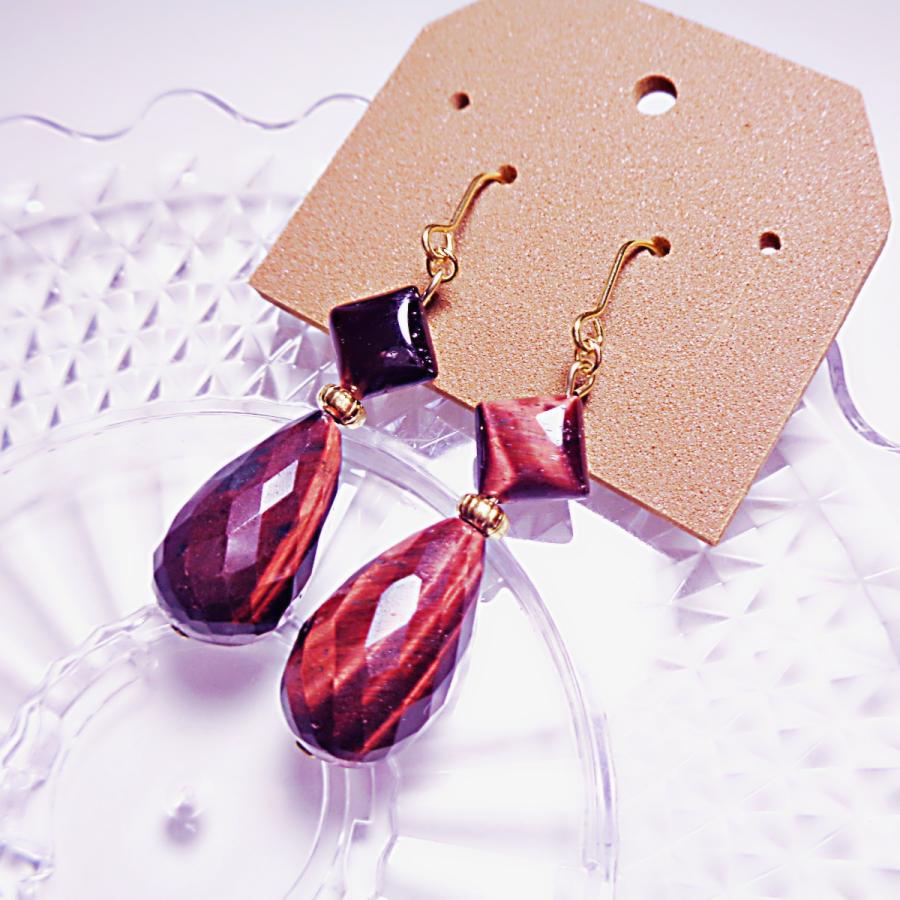 P1423-8G-TG ピアス サージカルステンレスフックピアス 金属アレルギー対応 大きめ タイガーアイ : Kytice2 - 通販 - Yahoo!ショッピング