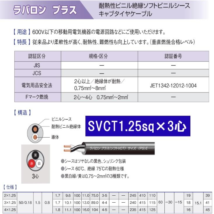 ソフトVCTケーブル ラバロンプラス 富士電線工業 SVCT 1.25SQ 3心【1m 切断販売】 : 秋葉原の九州電気ヤフー店 - 通販 - Yahoo!ショッピング