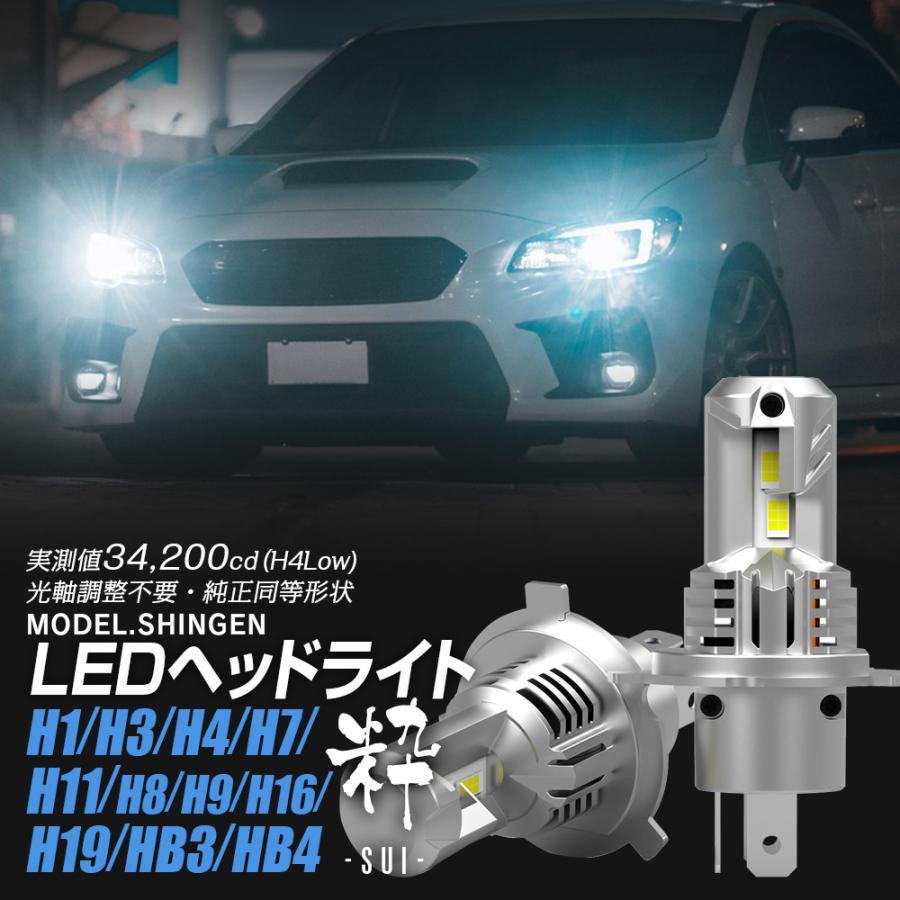 信玄 10％OFFcp有！LED ヘッドライト 粋 SUI スイ H1 H4 H7 H8 H9 H11 H16 H19 HB3 HB4 実測値34200cd 取付簡単 1年保証 車検対応 ...