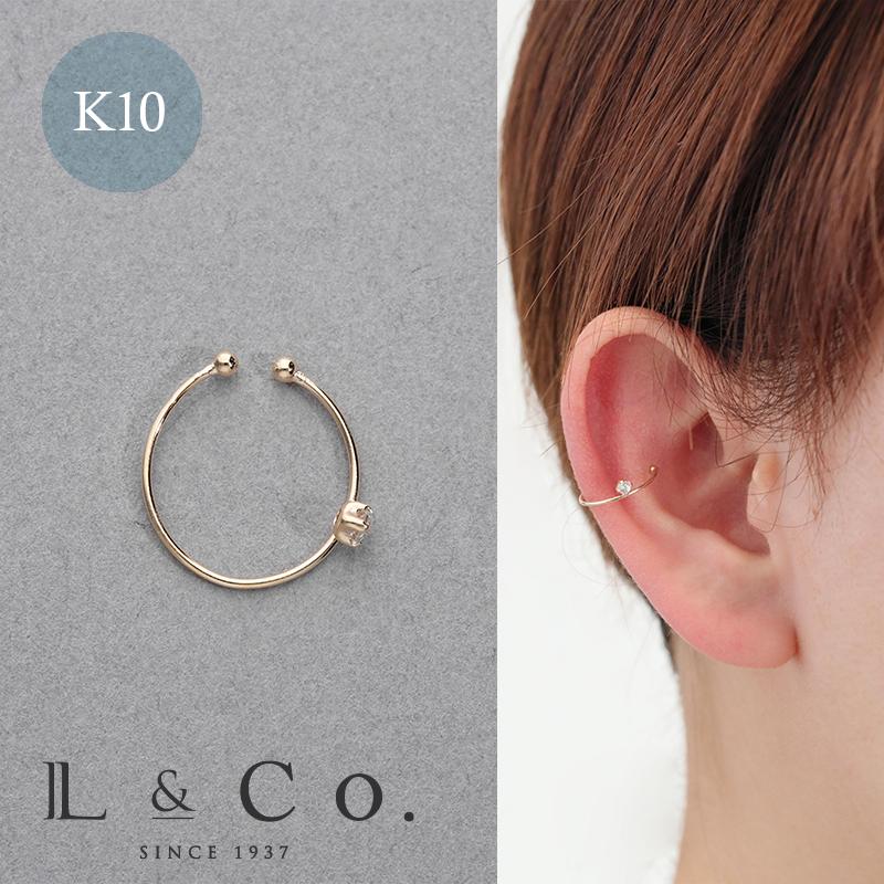 Jewel closet by L&Co. イヤーカフ シンプル 10金 K10 ゴールド 可愛い レディース イヤーカフス イヤカフ 華奢 ノンホールピアス キュービックジルコニア L&Co ...