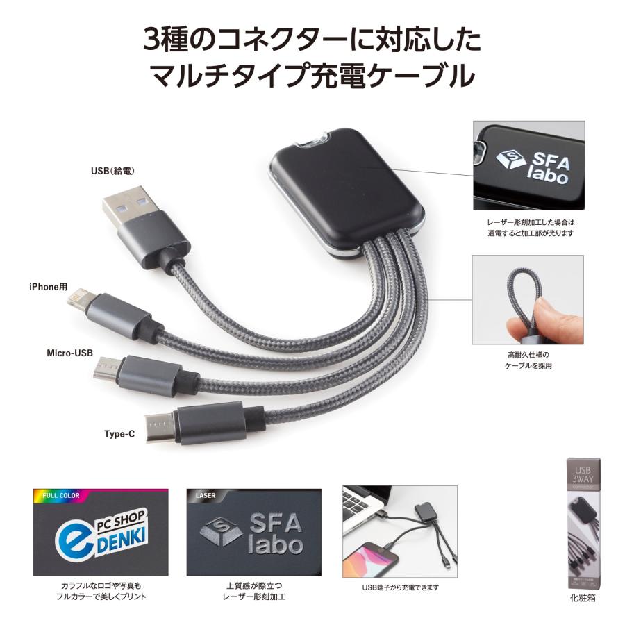 USB 3WAYコネクター ノベルティ 名入れ 販促品 記念品 まとめ買い : ノベルティ Lily’s Gift Print - 通販 - Yahoo!ショッピング