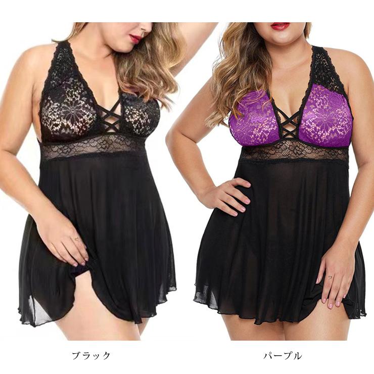ベビードール 大きいサイズ レディース スリップ 下着 ナイトウェア キャミワンピ 黒レース L LL 3L 4L 5L 6L : 大きいサイズのレディース服&下着専門店Queen - 通販 ...