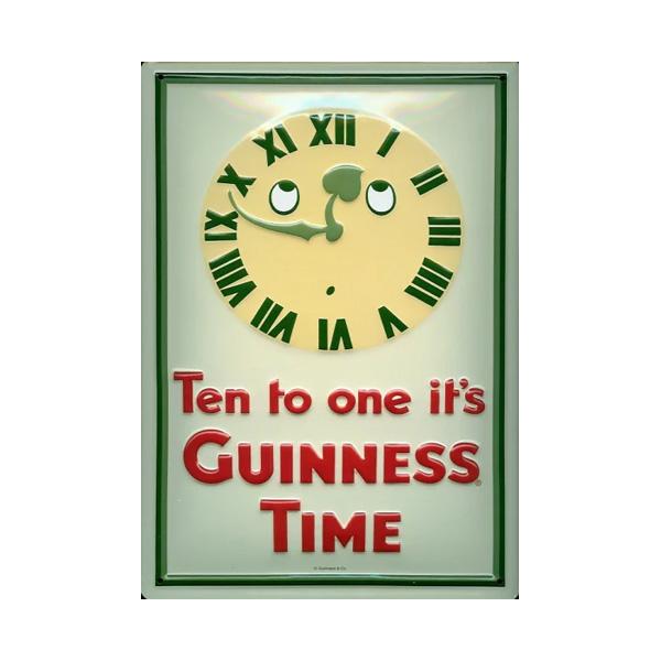 エンボス メタルサイン "Ten to one it's GUINNESS TIME" ギネスタイム 看板 20cm×30cm ドイツ製 ...