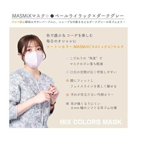 【川本産業】MASMIX/マスミックス 3D立体型マスク ペールライラック×ダークグレー(7枚入)【6点までメール便対応 ...