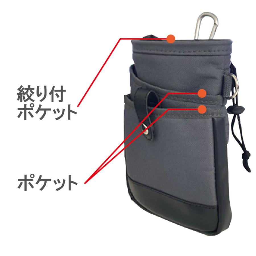 カラビナ付ウエストツールポーチ ベルトループ式絞り付ポケット型 腰袋 ダークグレー :ytb-004dgy:LACCU - 通販 - Yahoo!ショッピング