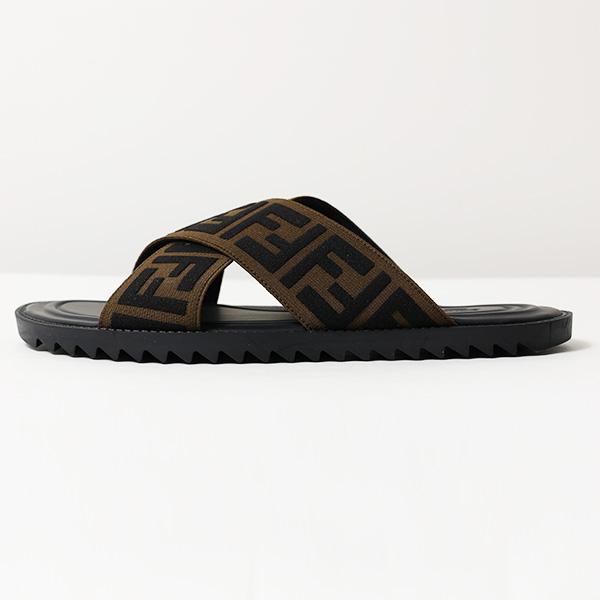 FENDI フェンディ FF Logo Cross Slider Slippers 7X1222 A63T FENDI フェンディ FF Logo Cross Slider Slippers 7X1222 A63T