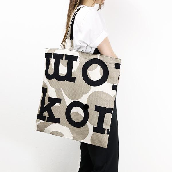 marimekko（マリメッコ） HUOPAKELTANO UNIKKO LOGO CANVAS BAGS トートバッグ コットン ロゴ ウニ ...