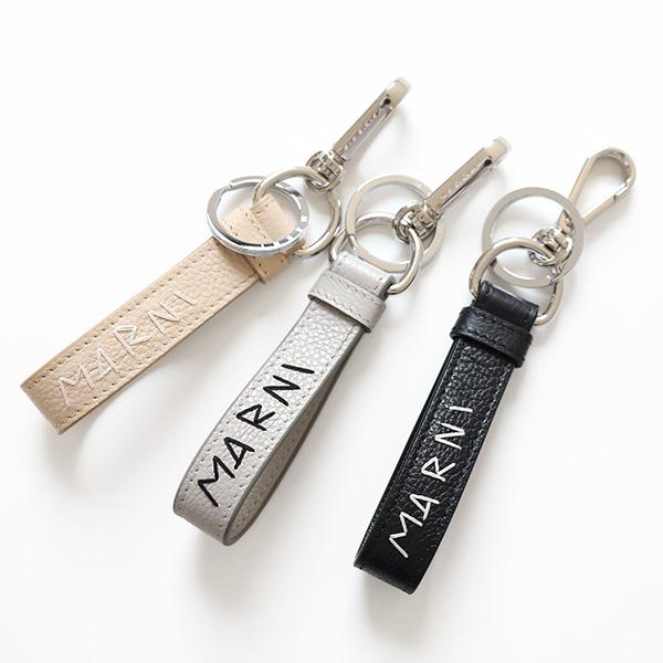 MARNI マルニ Marni mending Key Ring キーリング キーホルダー バッグチャーム ロゴ刺繍 レザー 本革 メンズ ...