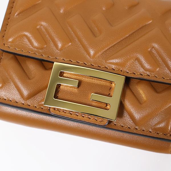 FENDI 【LaGアウトレット】 フェンディ 三つ折り財布 MICRO TRI-FOLD WALLET マイクロ 8M0395 AAJD ミニ財布 コンパクト バゲット FF柄 レザー ...
