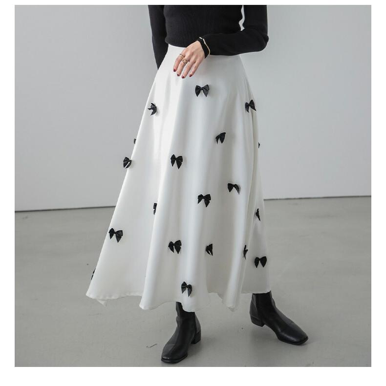 Aラインスカート フレア ガーリー リボン バックゴム レディース おすすめ 【ask308-426】【bo25】【即納：1-5営業日】【送料 ...