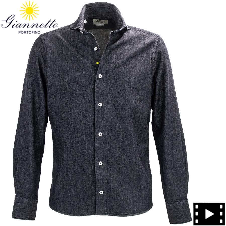 GIANNETTO ジャンネット シャツ メンズ コットン カッタウェイ ヴィンチフィット ストーンウォッシュ シャンブレーシャツ VINCI FIT 362600V84 GNT STON ...