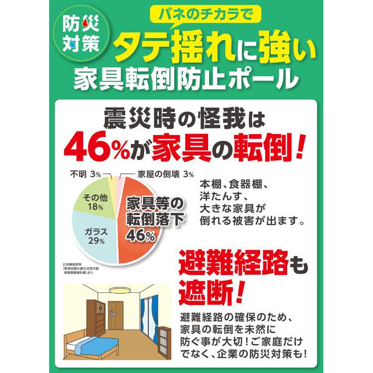 タテ揺れに強い 家具転倒防止ポール Mサイズ 取付範囲 35〜45cM対応 アークランズ : Arclands Online 2号館 ヤフー店 - 通販 - Yahoo!ショッピング