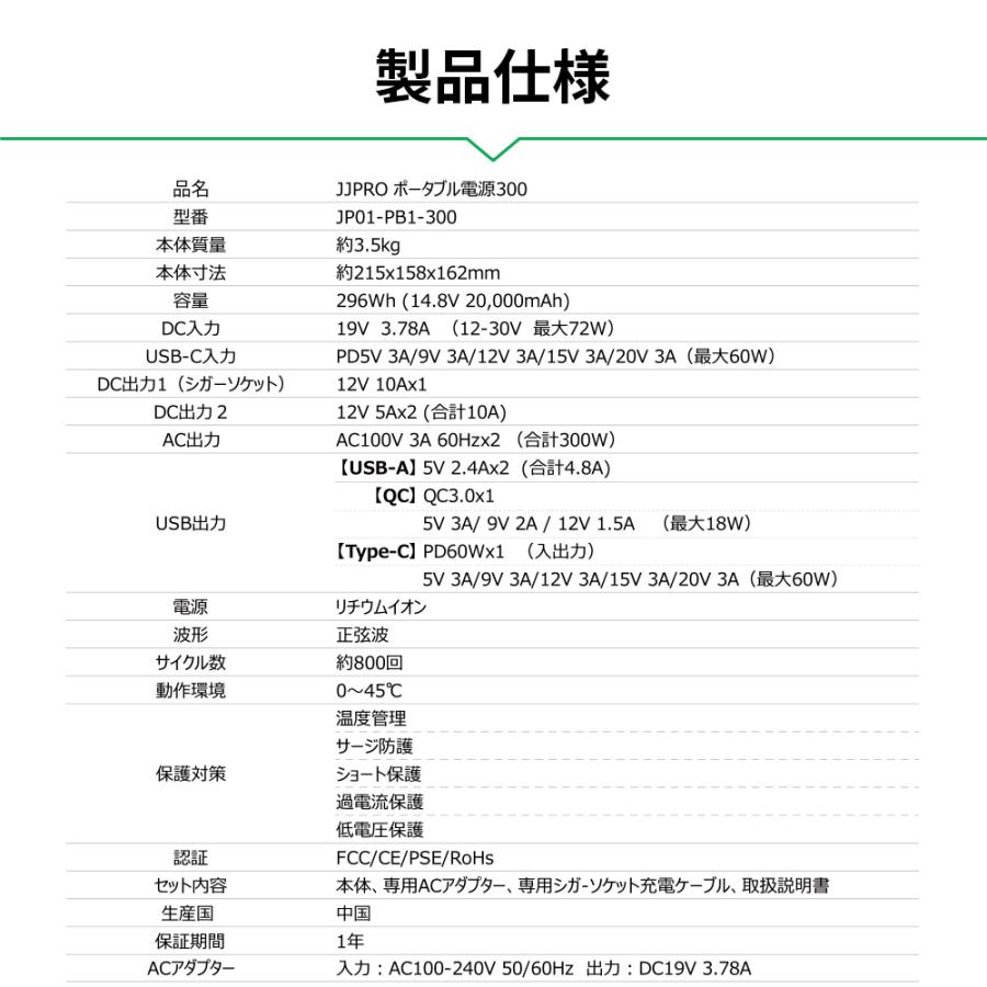 JJPRO ポータブル電源300 JP01-PB1-300 「メーカー直送・代引不可・置配不可・配送地域限定」 : Arclands Online ヤフー店 - 通販 - Yahoo!ショッピング