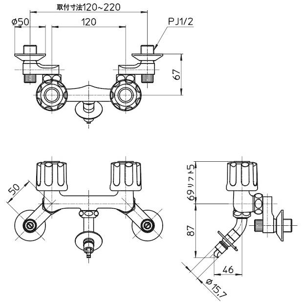 サンエイ SANEI ツーバルブ洗濯機用混合栓 K1101TWK-13 : Arclands Online ヤフー店 - 通販 - Yahoo!ショッピング