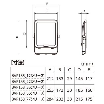 東芝ライテック BVP158_22B 東芝（フィリップスブランド）LED小形投光器光源色3色搭載タイプ・100V〜200V用 保護等級 ...