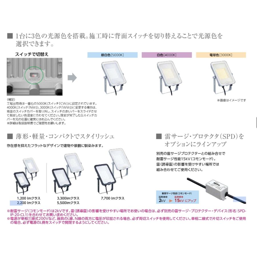東芝ライテック BVP158_77S 東芝（フィリップスブランド）LED小形投光器光源色3色搭載タイプ・100V〜200V用 保護等級 ...