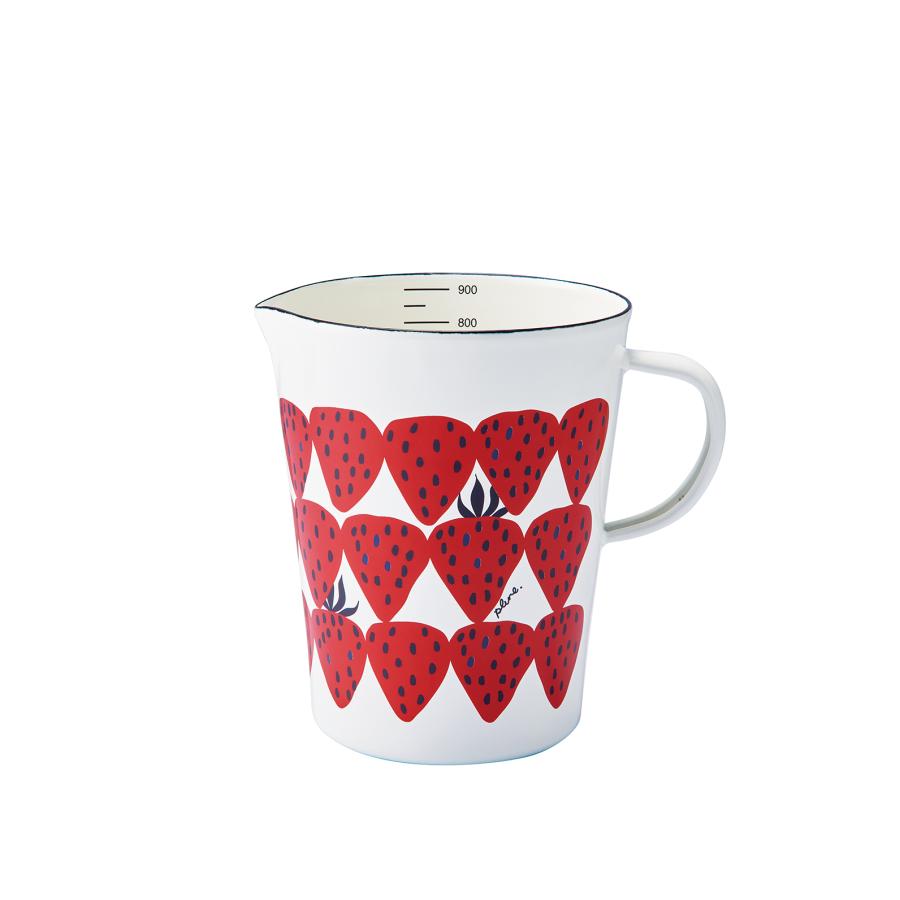 Plune. プルーン ホーローメジャーカップL (あかいちご) (PMC-701) 930ml トールサイズ 計量カップ 琺瑯 ほうろう イチゴ 苺 ストロベリー フルーツ ケーキ ...