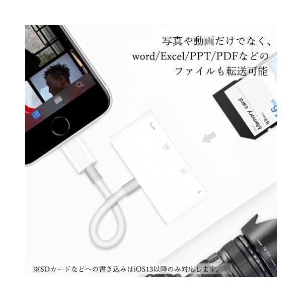 iPhone iPad SD カードリーダー 4in1 USB 接続 Lightning データ 転送 写真 バックアップ SDカード TFカード USBメモリ ((S : LARGO ...