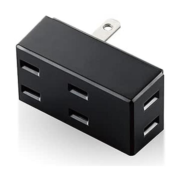 ELECOM エレコム T-TR02-2300BK フロントタップ トリプルタップ ブラック 3個口 コンセント : LARGO Yahoo!店 - 通販 - Yahoo!ショッピング