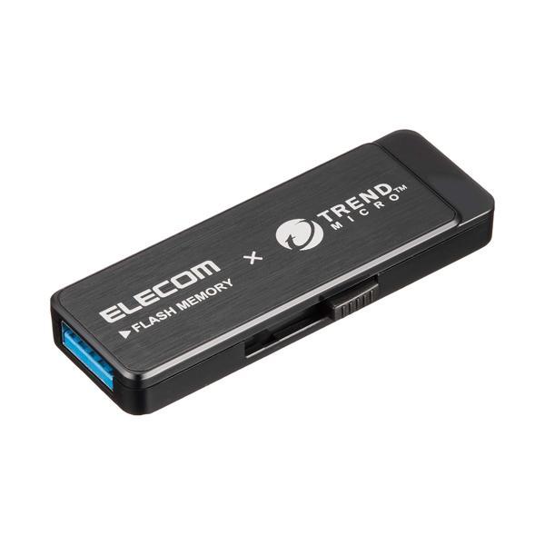 エレコム MF-TRU308GBK ブラック USBメモリ USB3.0 トレンドマイクロ製ウイルス対策ソフト搭載 8GB ELECOM ...