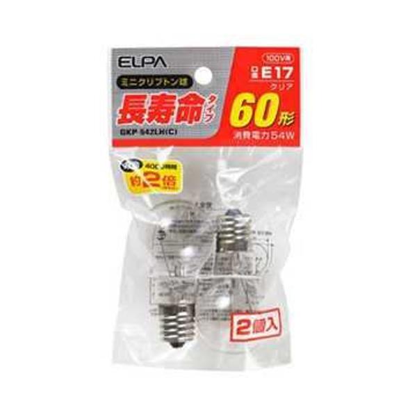 ELPA エルパ 長寿命ミニクリプトン球 電球 照明 間接照明 E17 54W クリア 2個入 GKP-542LH C : LARGO Yahoo!店 - 通販 - Yahoo!ショッピング