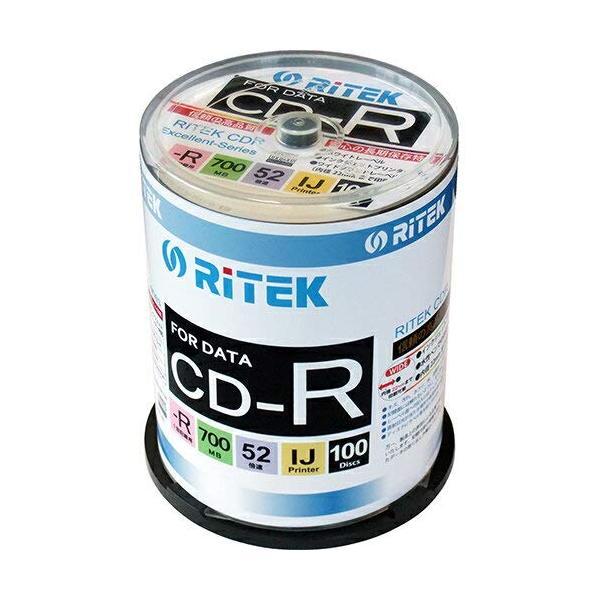 RITEK RiTEK CD-R700WPX100CK C データ用 CD-R 700MB 一回記録 プリンタブル 52倍速 100枚 ...