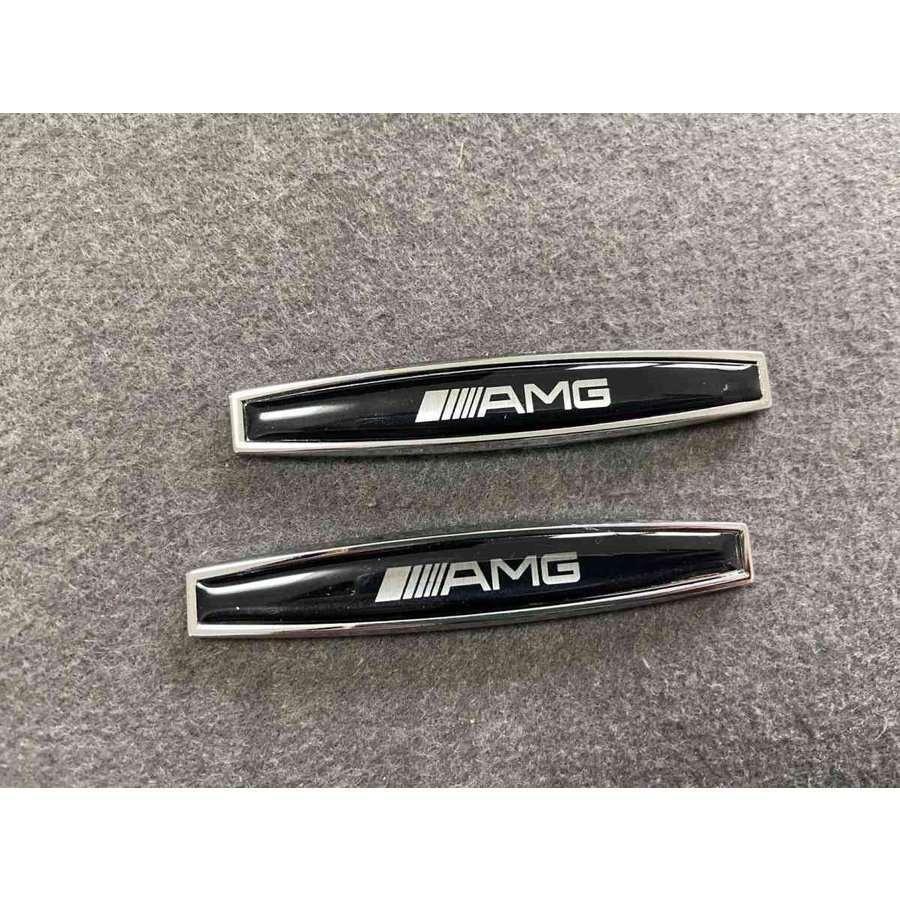 送料無料 105★AMG MercedesBenz メルセデスベンツ用★2枚セット カーステッカー ブラック エンブレム プレート 金属製 ...