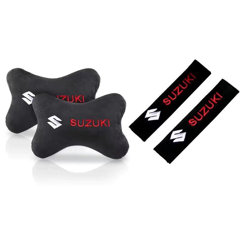 スズキ スズキ SUZUKI 車用 ネックパッド2個+シートベルトカバー2個セット パッド サポート カー シート トラベル 旅行 車中泊 ...