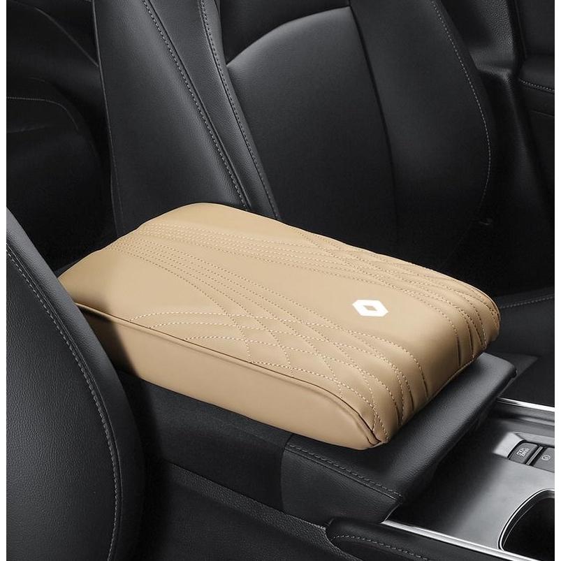 ルノー ルノー RENAULT ベージュ アームレストマット コンソールボックスパッド 形状記憶 肘置きカバー 収納ボックスマット 革製 高め ...