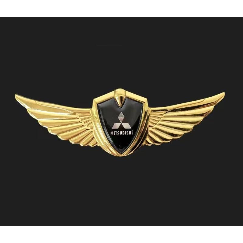三菱 三菱 MITSUBISHI ゴールド ステッカー エンブレム カバー 車ロゴ 自動車 キズ隠し パーツ 翼型 3D 立体 部品 かんたん粘着 強力粘着 aabi qtm ...