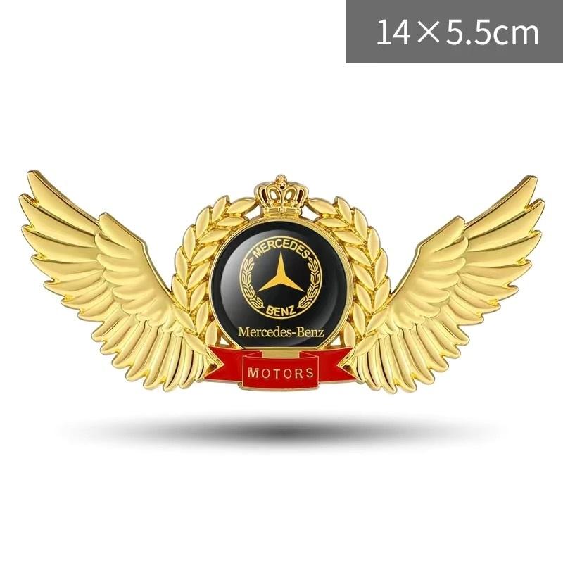 Mercedes-Benz メルセデス・ベンツ BENZ エンブレム ステッカー ゴールド 金属製 車の装飾 3D翼型 カーソル装飾 ...