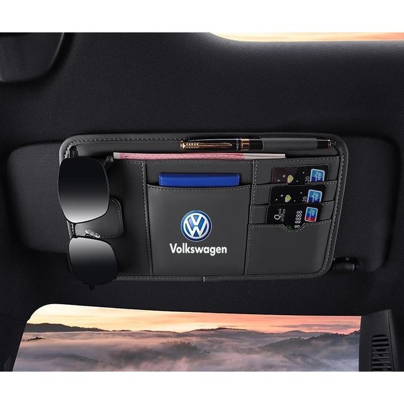 フォルクスワーゲン ★フォルクスワーゲン★ブラック★サンバイザーポケット 車用 小物入れ PUレザー カード メガネ ペン 収納ホルダー 多機能 サンバイザーケース aaew qtm ...