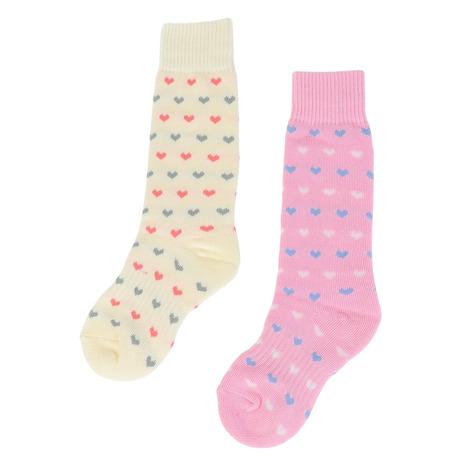 ARBN エアボーン（ARBN）（キッズ）ガールズ HEAT-X クルーソックス WHT/PNK ハート 2足組 AB43AC1591 WHT15 防寒 15cm : L-Breath ...