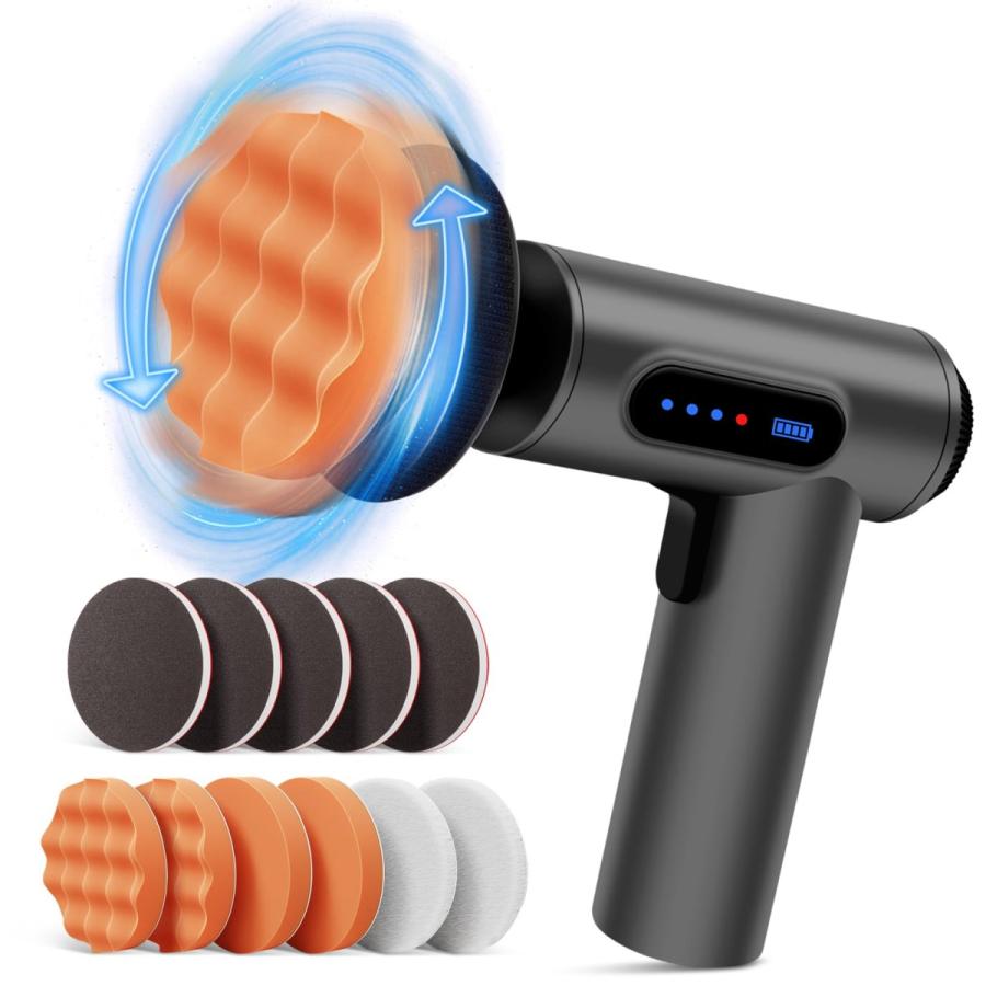 Beebus ポリッシャー 【2024革新型】電動 ミニポリッシャー充電式ポリッシャー 車 75mm コードレス イージーポリッシュ 7.4V 2000mAh*2大直径バフ : Le CieL ...